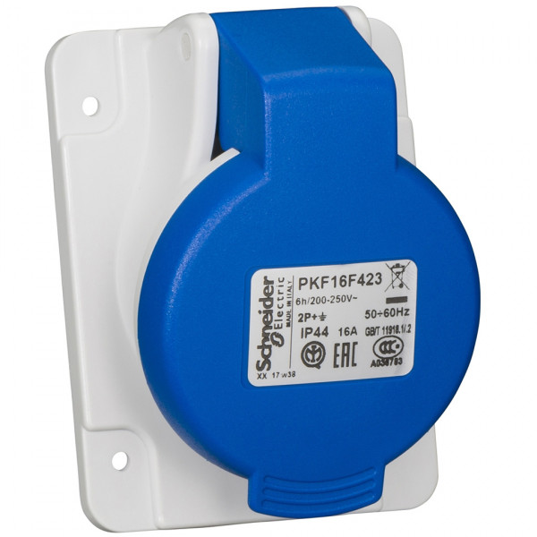 Ổ cắm dạng nghiêng màu xanh dương Schneider 32A-230V-3P-IP44 | Mecsu.vn