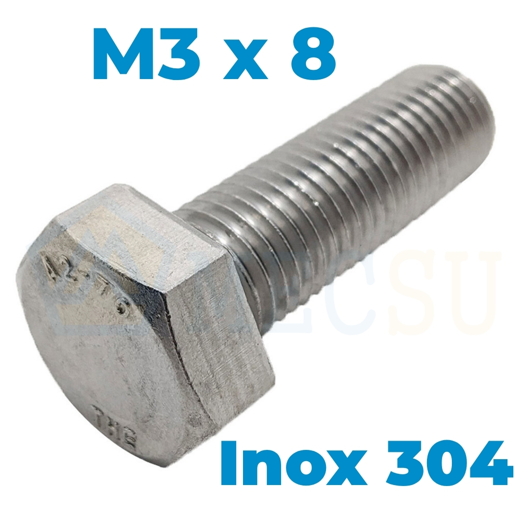 Bulong Inox 304 M3x8 DIN933 | Siêu Nhỏ, Siêu Bền, Chống Ăn Mòn | Mecsu.vn