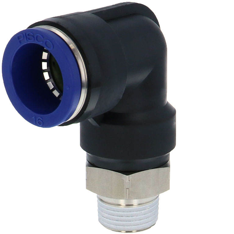 Đầu Nối Nhanh Khí Nén Dạng Cong 90° Ren Ngoài Pisco PL16-03SUS | Mecsu.vn