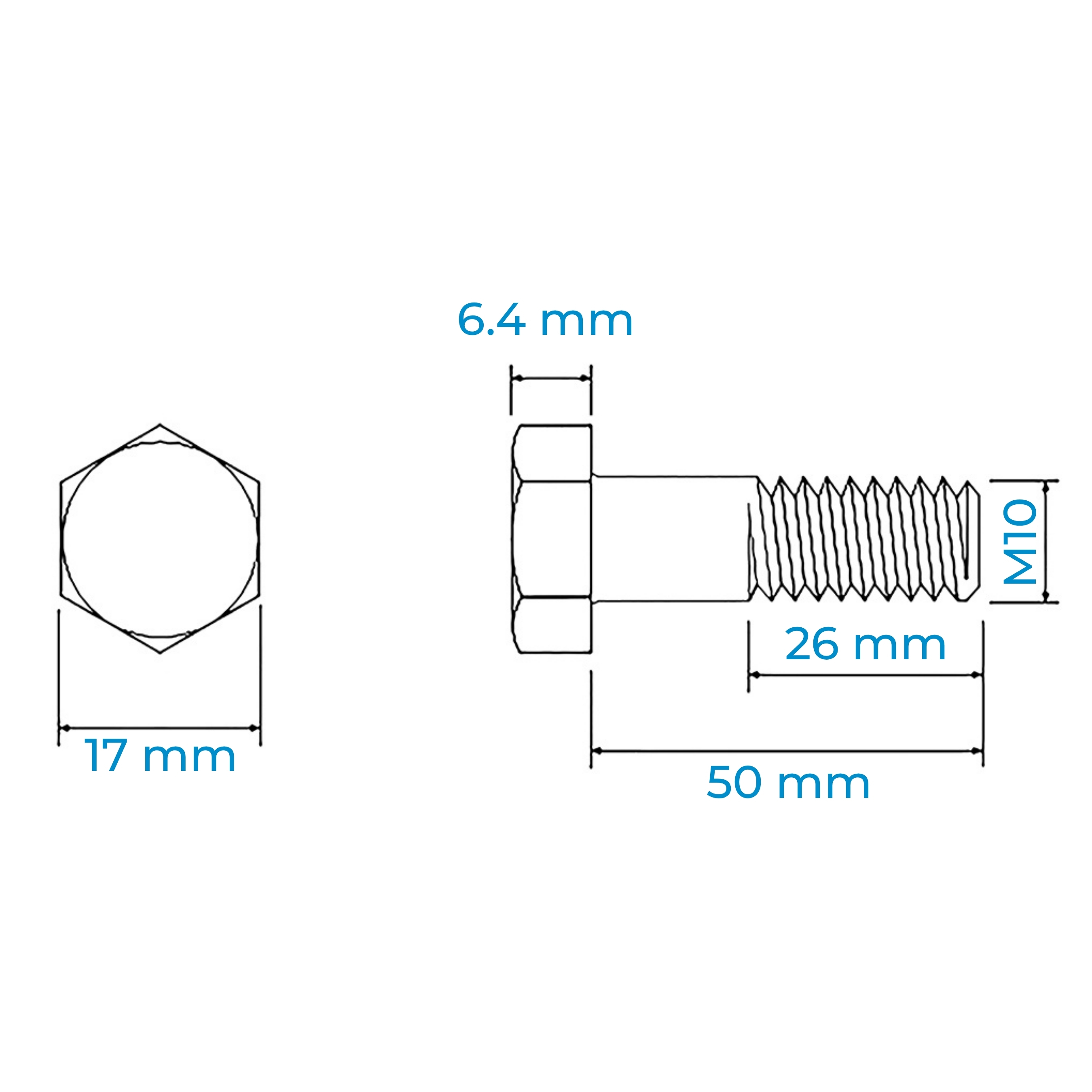 Bulong Inox 316 DIN931 M10x50 Ren Lửng | Mecsu.vn
