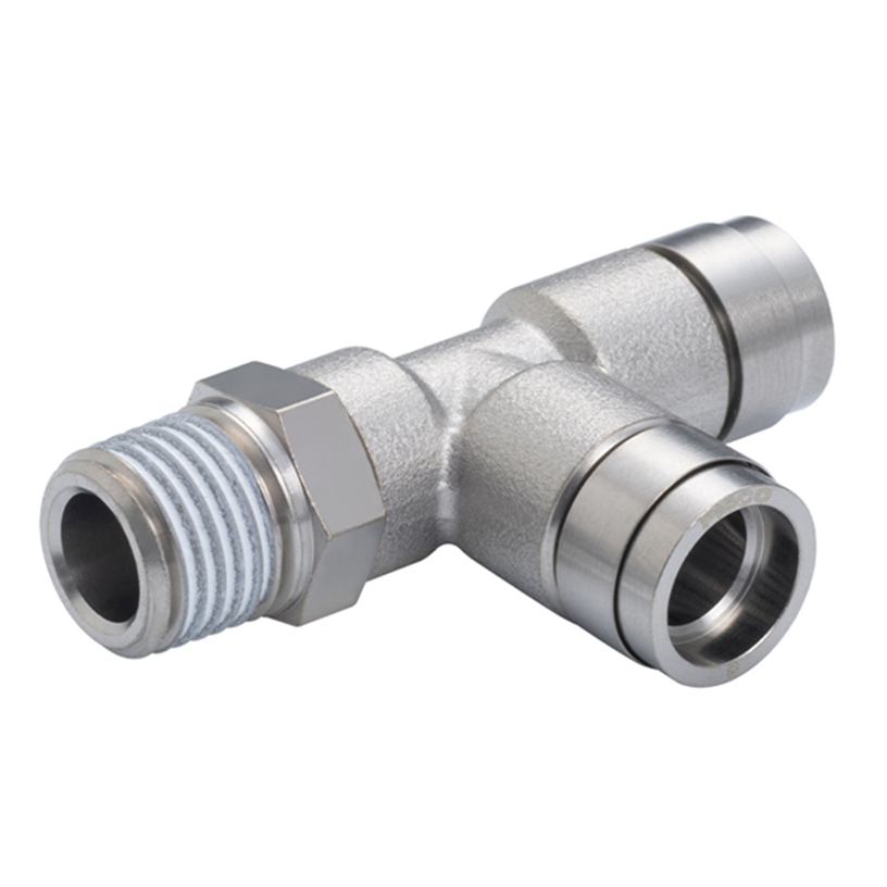 Đầu Nối Nhanh Khí Nén Dạng Chữ T Ren Ngoài Pisco KD12-02 | Mecsu.vn