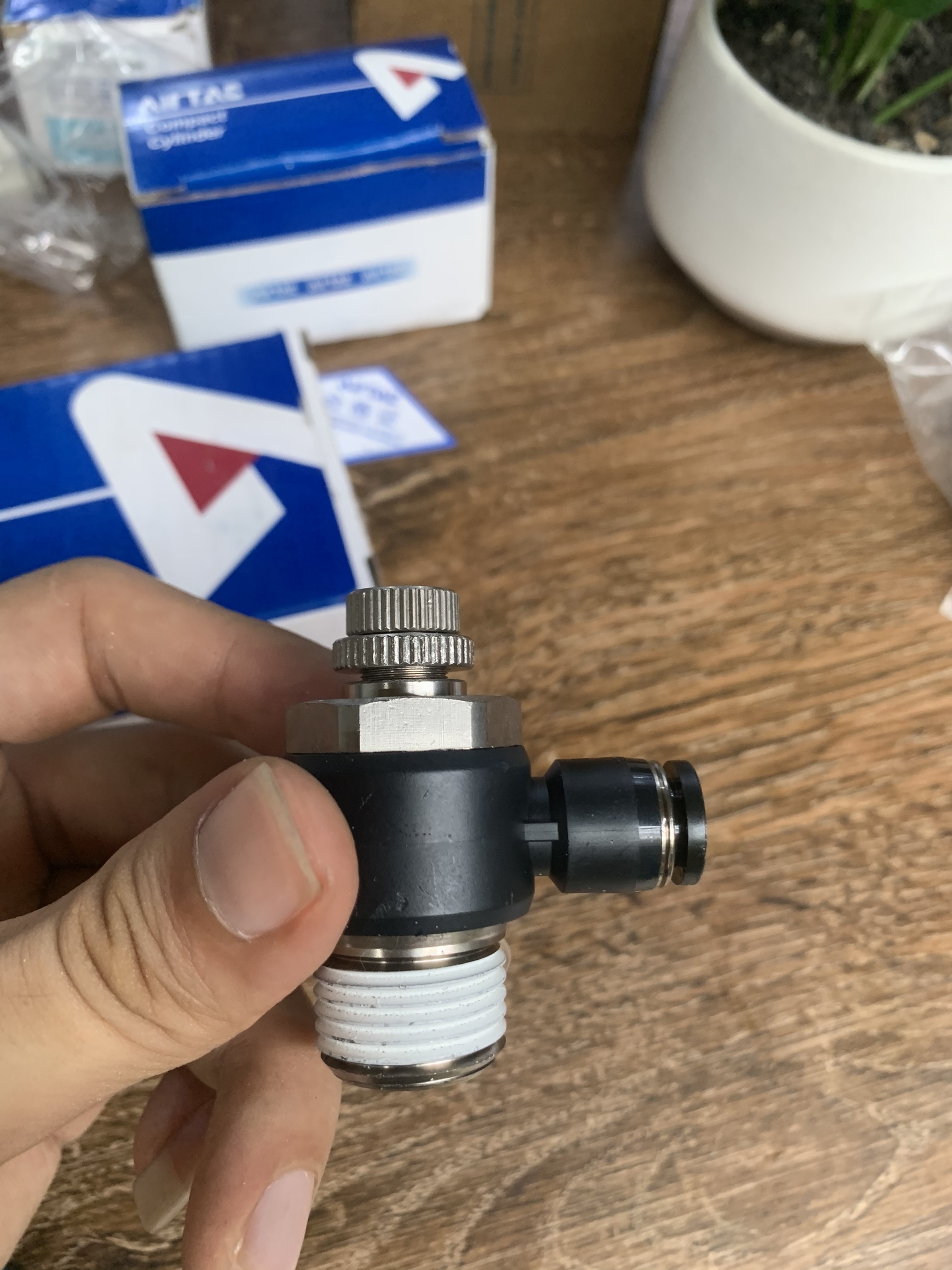 Van Tiết Lưu OD8 mm - PT1/4 Đen Airtac PSL802AD | Mecsu.vn