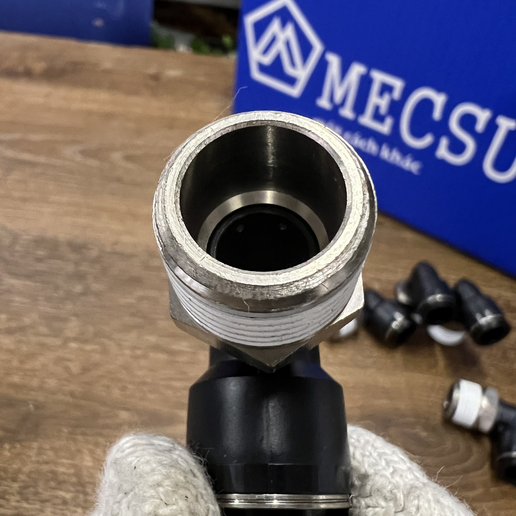 Đầu Nối Khí Cong Ren Ngoài Ø12mm-PT1/2 Đen Airtac PL1204D | Mecsu.vn