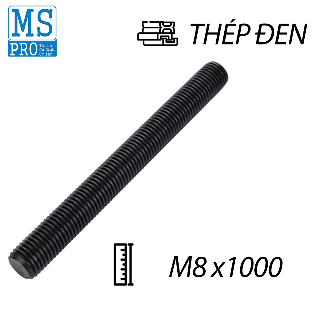 Ty Ren Thép Đen 8.8 M8x1000 | Mecsu.vn