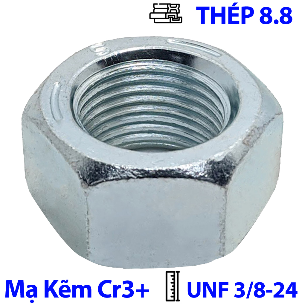 Tán Thép Mạ Kẽm Trắng Cr3+ GR 5 UNF 3/8-24 | Mecsu.vn
