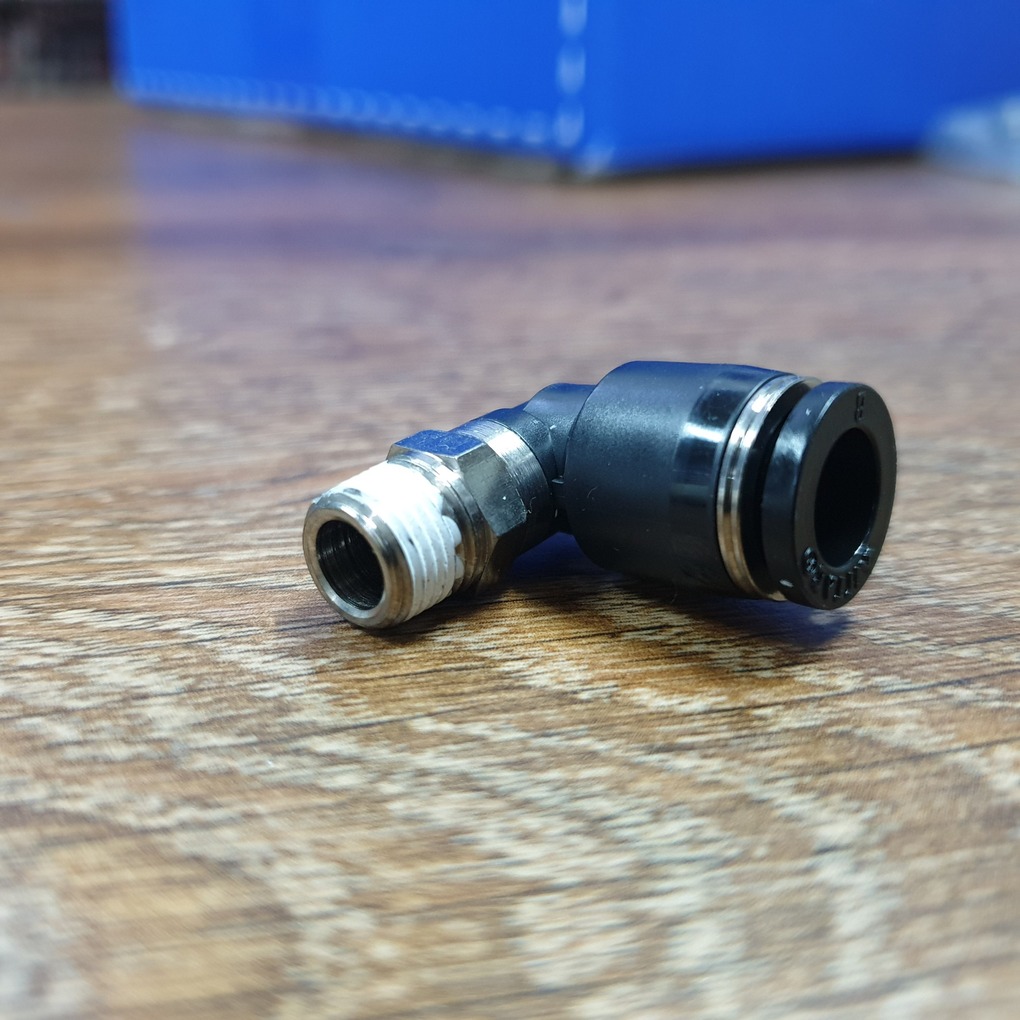 Đầu Nối Khí Cong Ren Ngoài Phi 8 mm - PT1/8 Đen Airtac PL801D | Mecsu.vn