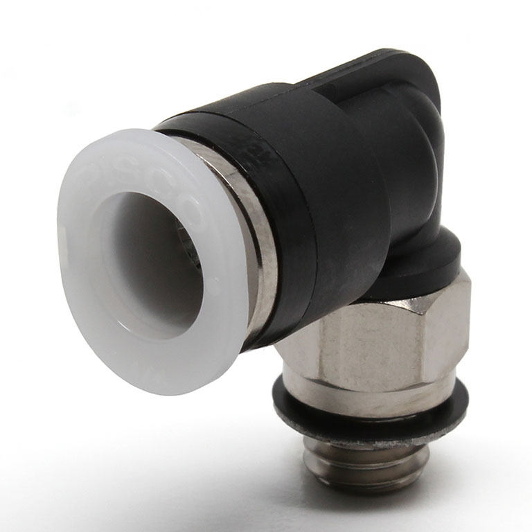 Đầu Nối Nhanh Khí Nén Dạng Cong 90° Ren Ngoài Pisco PL1/4-M6M | Mecsu.vn