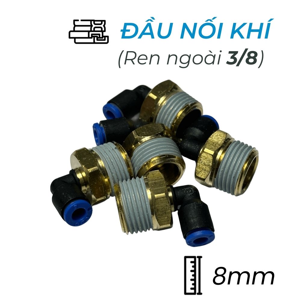 Đầu Nối Nhanh Khí Nén Cong Ø8mm - Ren Ngoài 3/8" CDC MPL 0803 (Màu Đen ...
