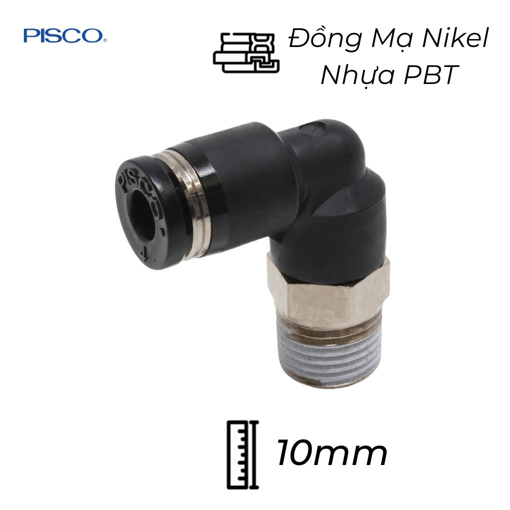 Đầu Nối Nhanh Khí Nén Dạng Cong 90° Ren Ngoài Pisco PL4-01 | Mecsu.vn