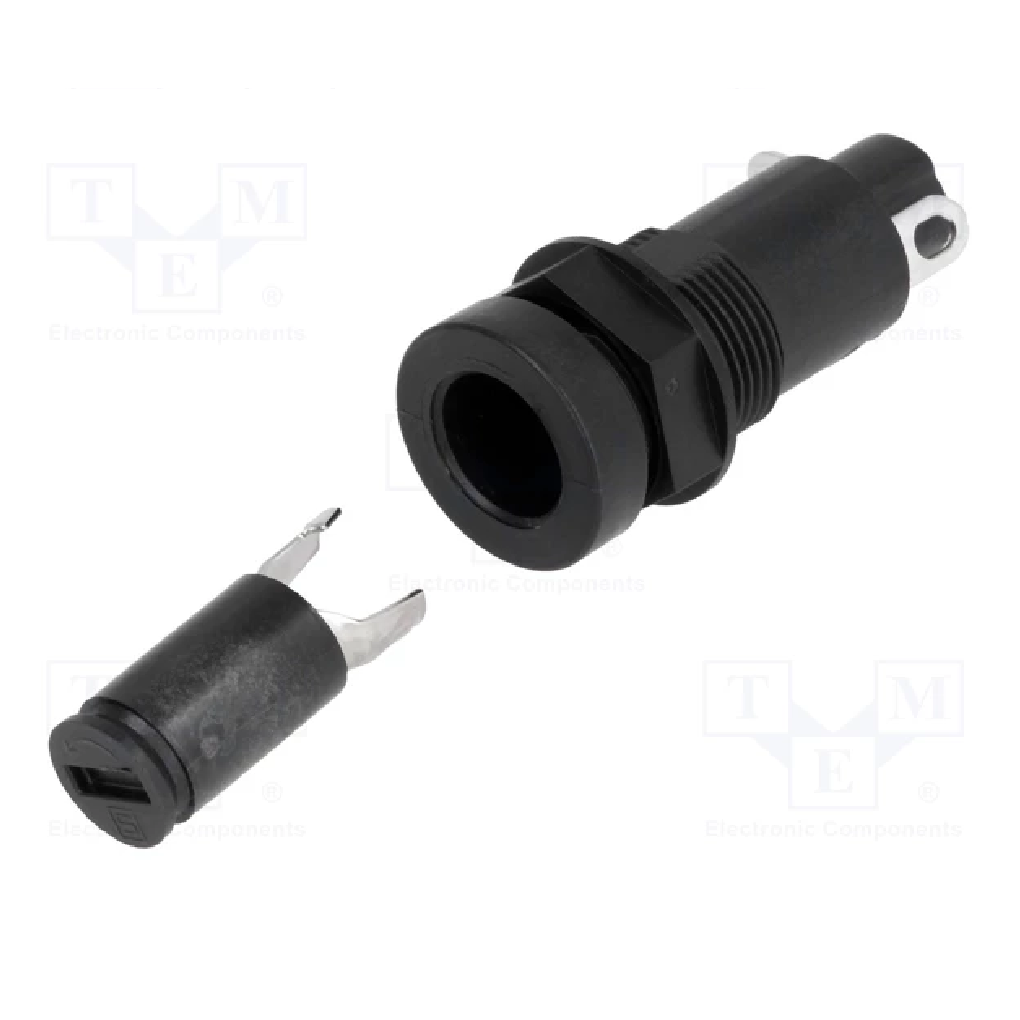 Fuse holder; cylindrical fuses; 5x20mm; 250V; on panel; UL94V-0 | Mecsu.vn