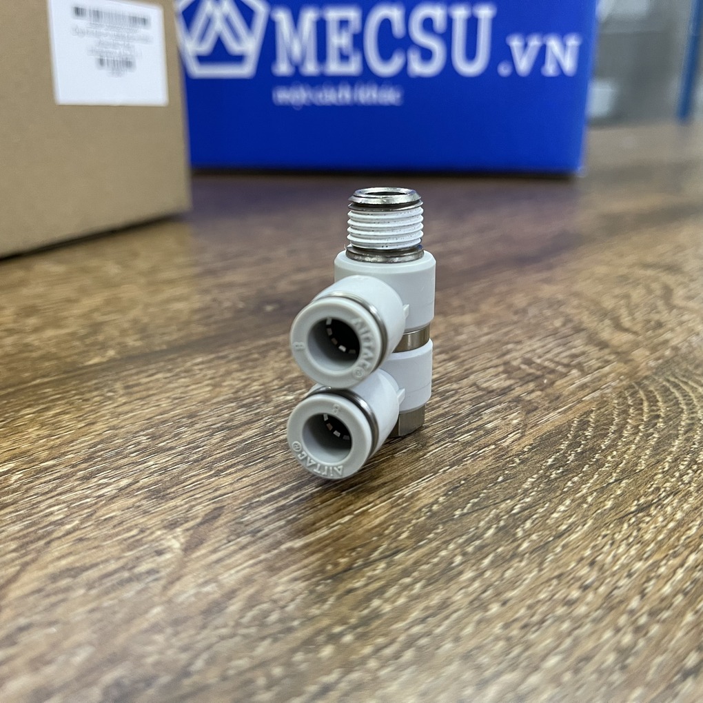 Đầu Nối Chia 2 Ren Ngoài OD8 mm - PT1/4 Xám Airtac PHW802 | Mecsu.vn