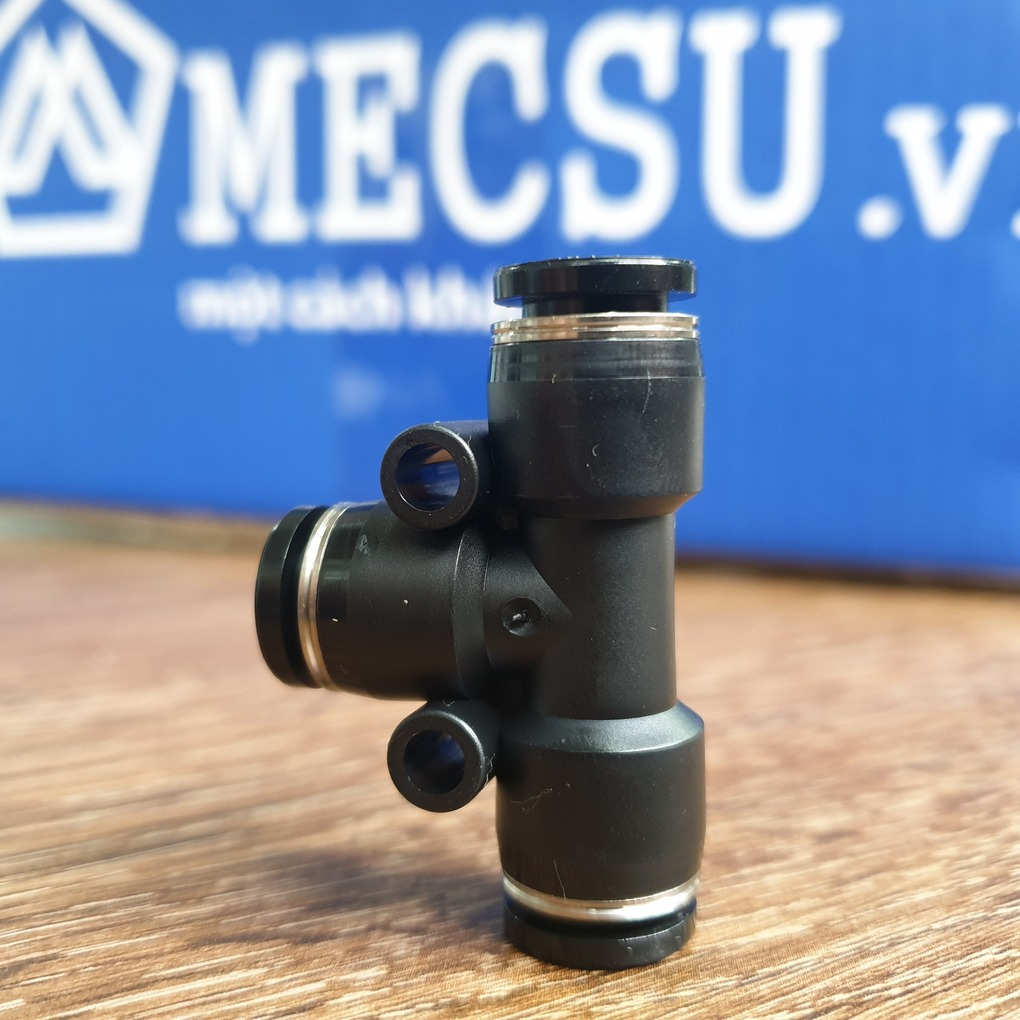 Đầu Nối Khí Ngã 3 OD8 mm Đen Airtac PE8D | Mecsu.vn