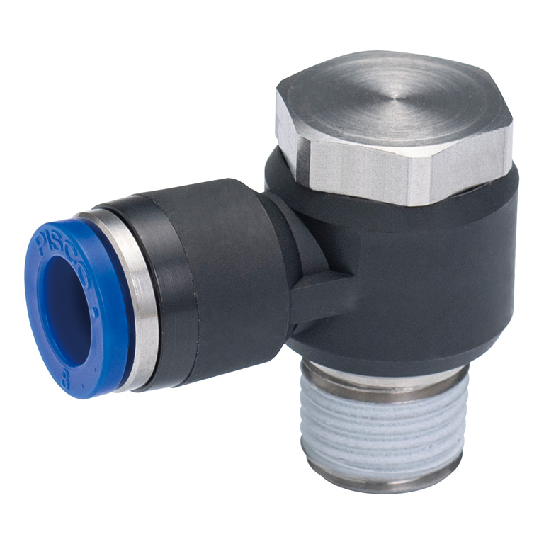 Đầu Nối Nhanh Khí Nén Cong 90° Đầu Lục Giác Trụ Ren Ngoài Pisco SPH10-03-UC | Mecsu.vn