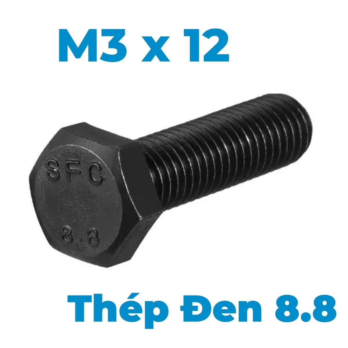 Bulong Thép Đen 8.8 DIN933 M3x12 | Mecsu.vn