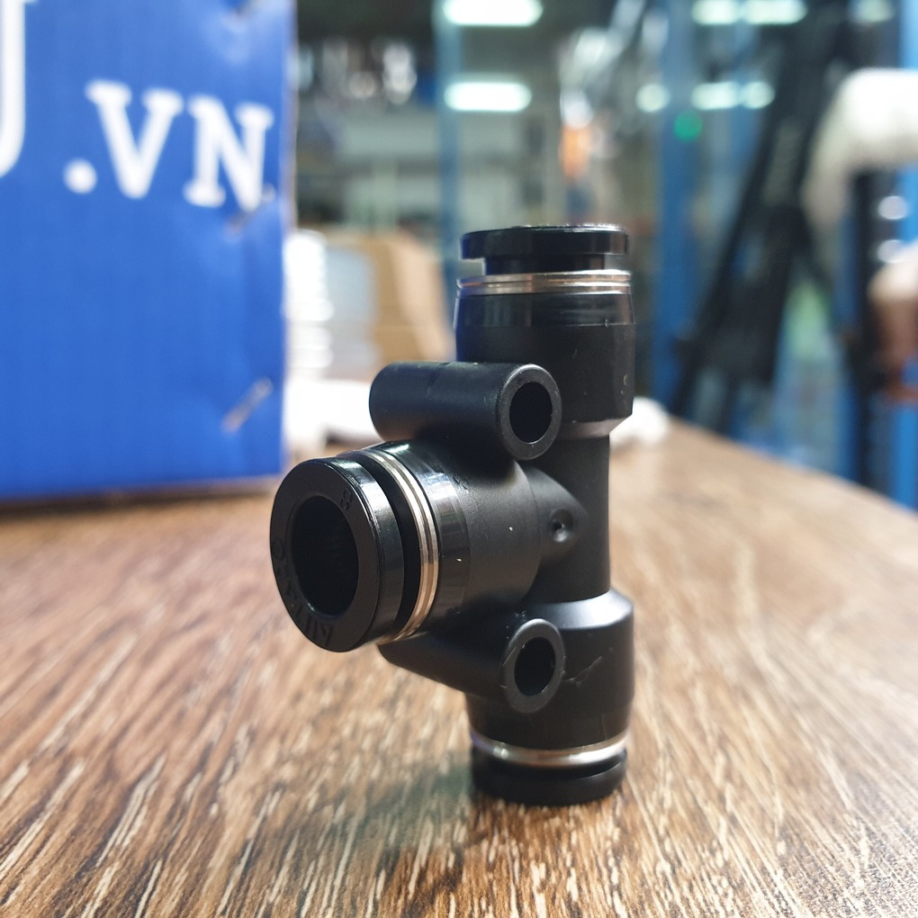 Đầu Nối Khí Ngã 3 OD8 mm Đen Airtac PE8D | Mecsu.vn