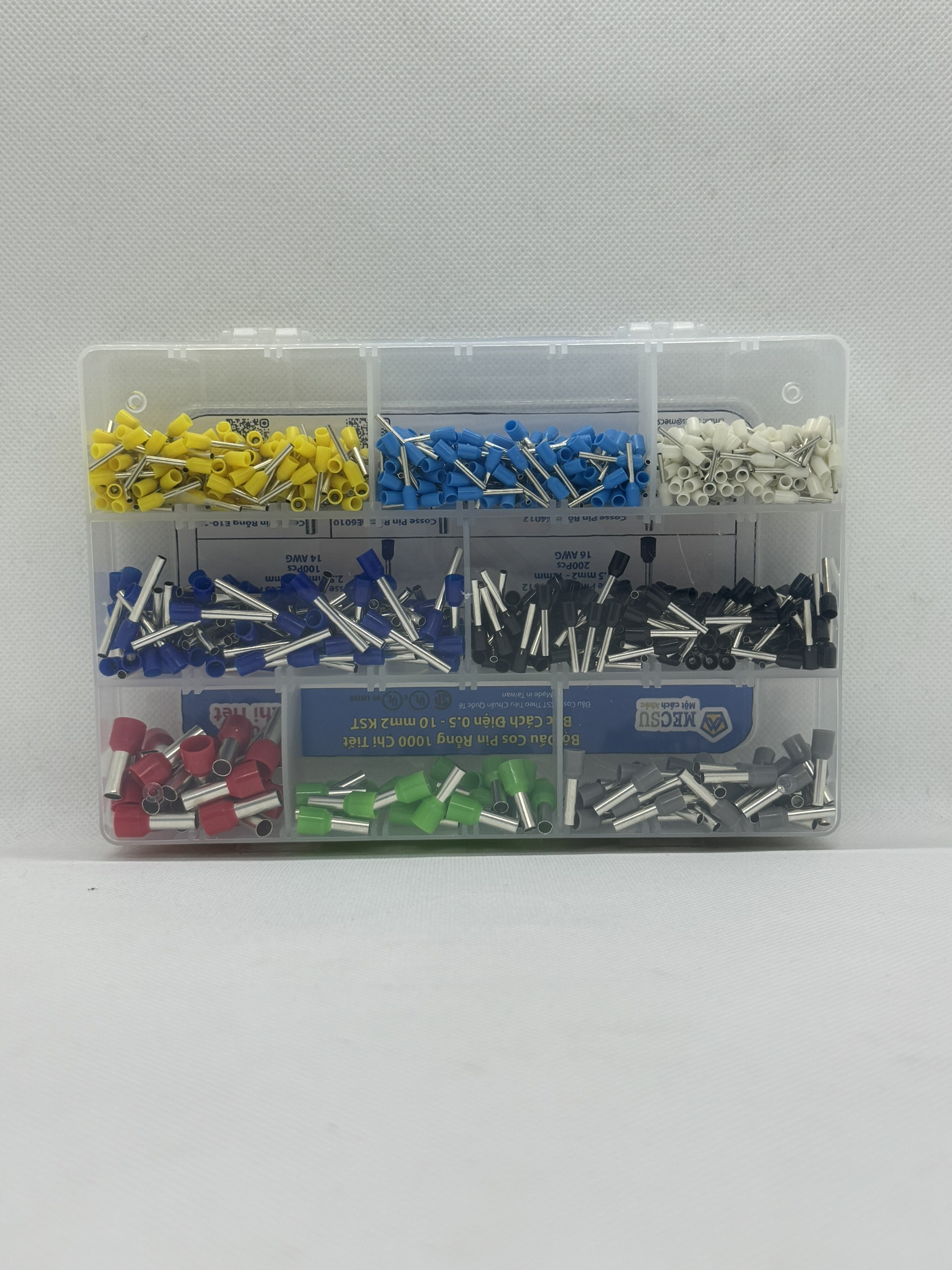 Bộ Đầu Cos Pin Rỗng 1000 Chi Tiết Bọc Cách Điện 0.5 - 10 mm2 KST | Mecsu.vn