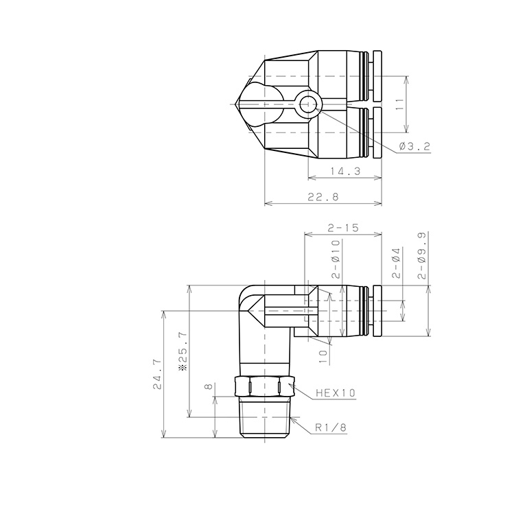 Đầu Nối Nhanh Khí Nén Hai Nhánh Cong 90° Ren Ngoài Pisco PAX4-01SUS | Mecsu.vn