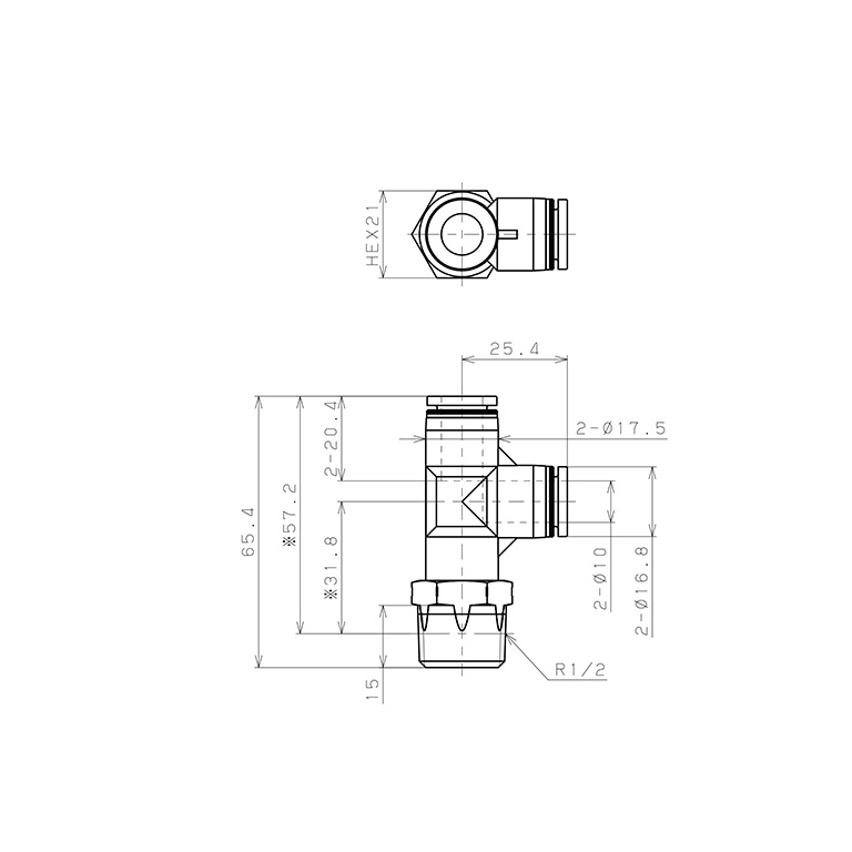 Đầu Nối Nhanh Khí Nén Dạng Chữ T Ren Ngoài Pisco PD10-04SUS (Bộ 1 sản – Vật Tư Sài Gòn