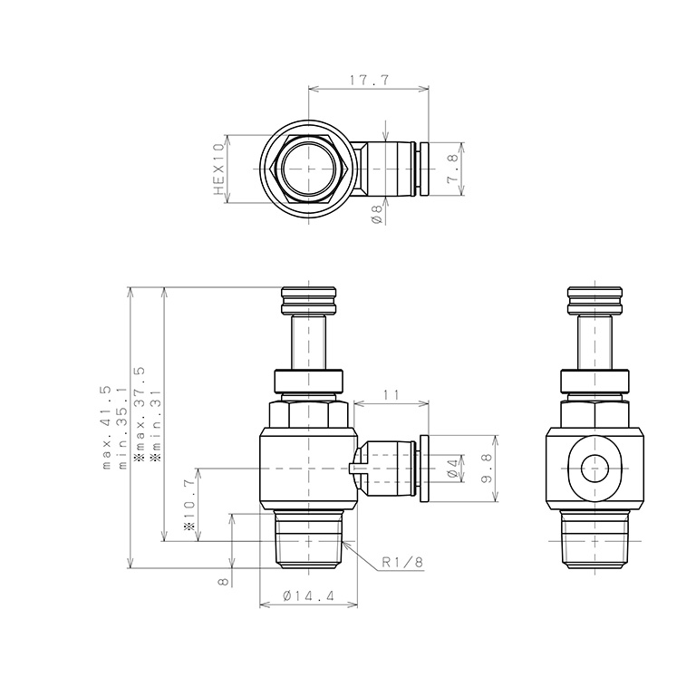 Van Tiết Lưu Khí Nén Chân Kim Pisco JNC4-01-C | Mecsu.vn