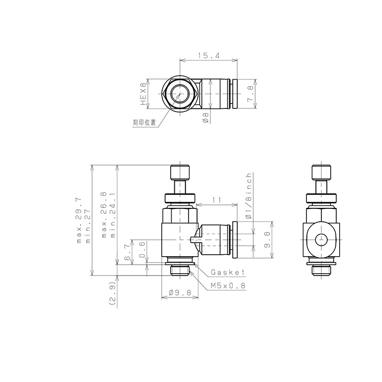 Van Tiết Lưu Khí Nén Pisco JSC1/8-M5A | Mecsu.vn