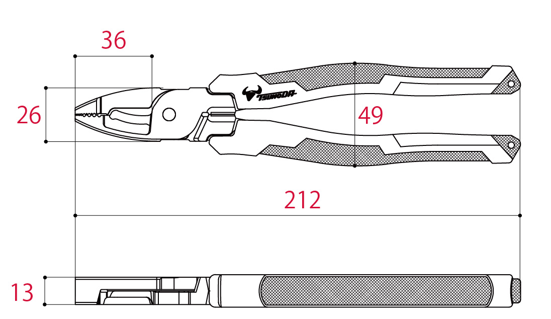 Kìm Điện Đa Năng Tác Động Mạnh 8 Inch TSUNODA PW-DP200TG | Mecsu.vn