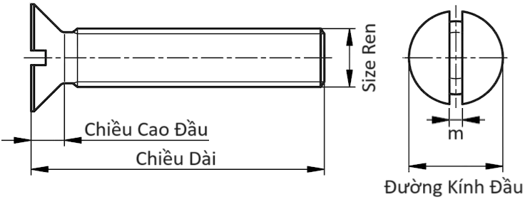 Bulong Đầu Bằng Xẻ Rãnh Inox 304 GB68 M6x10 | Mecsu.vn