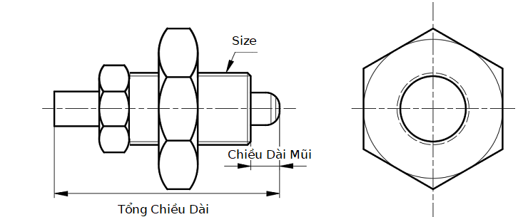 Vít Nhún Định Vị Thép SUM22 Tiêu Chuẩn Không Núm M16 PXNAN16 | Mecsu.vn