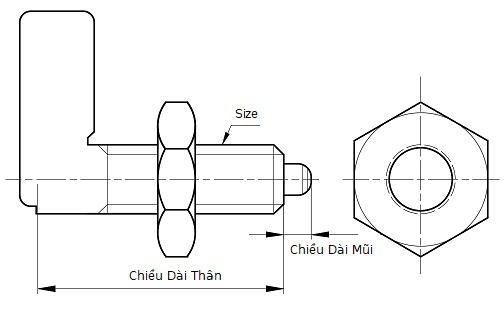 Vít Nhún Định Vị Thép Dạng Đòn Bẩy Ren Thô M12 PMXRB12 | Mecsu.vn