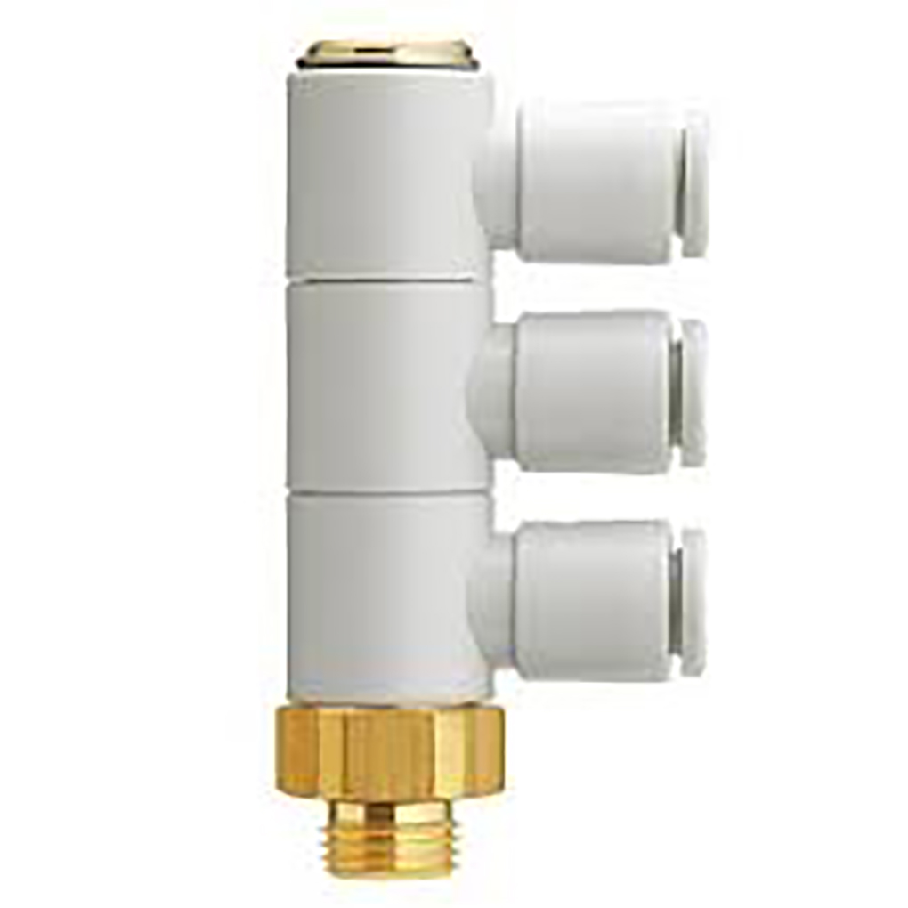 Đầu Nối Chia 3 Ren Ngoài OD6mm - 3/8 SMC (Ron Mặt) KQ2VT06-03AP1 | Mecsu.vn