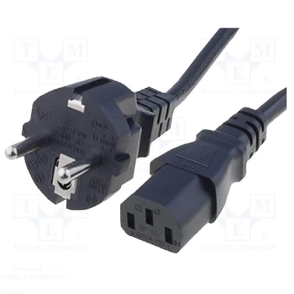 Cable; CEE 7/7 (E/F) plug angled,IEC C5 female; PVC; 3m; black | Mecsu.vn
