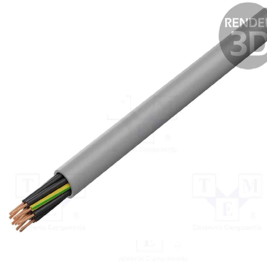 Wire: control cable; OZ-HF; 2x1mm2; PVC; grey; stranded; Cu; 1mm2 ...