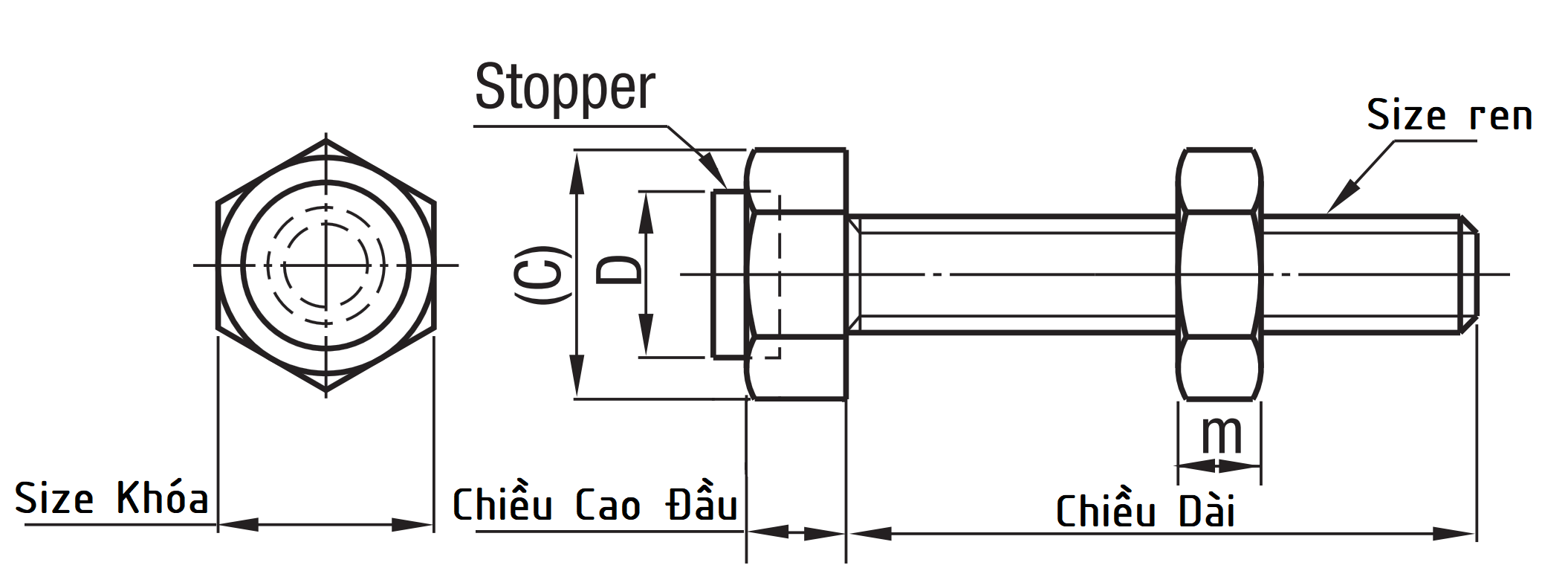 Stopper Bolt – Shoulder Type – Standard Straight Shape – Coarse PUST6 ...
