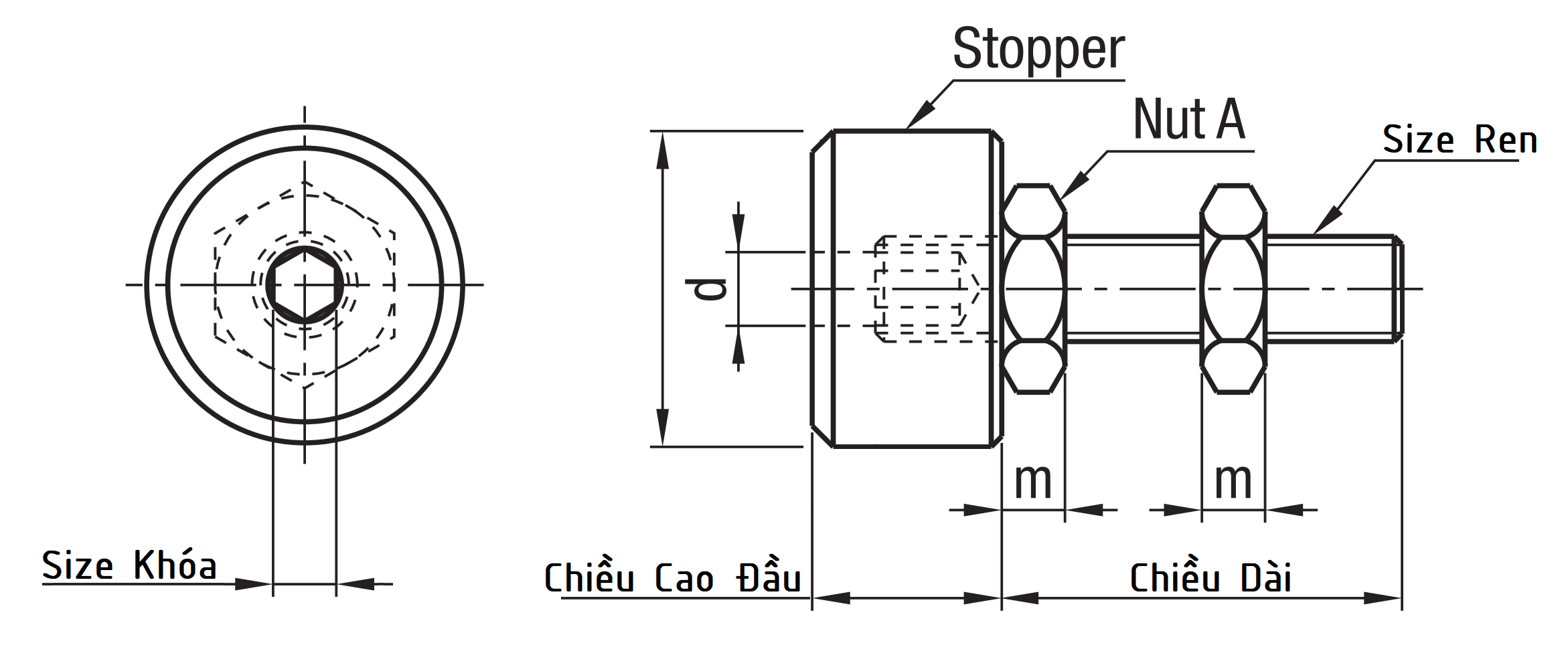 Stopper Bolt - Hex Socket Head Cap MC Nylon Type - Coarse UNAHM10-40 ...