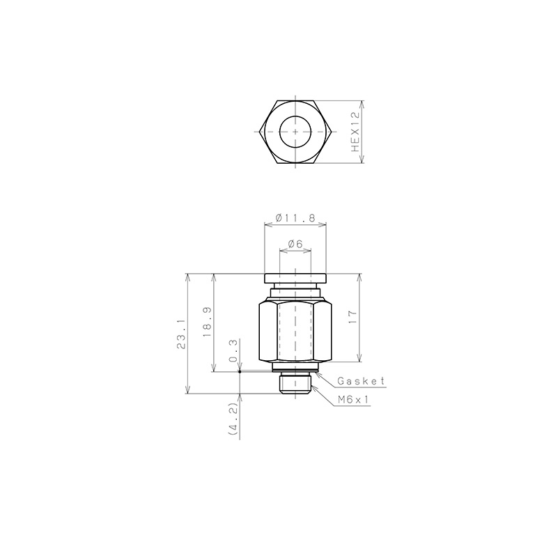 Đầu Nối Nhanh Khí Nén Dạng Thẳng Thân Lục Giác Ren Ngoài Pisco SPC6-M6 ...