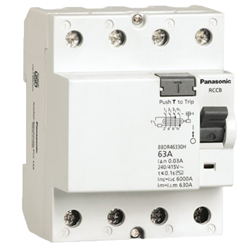 Cầu Dao Chống Giật RCCB Panasonic 4P-25A-30mA-240VAC | Mecsu.vn