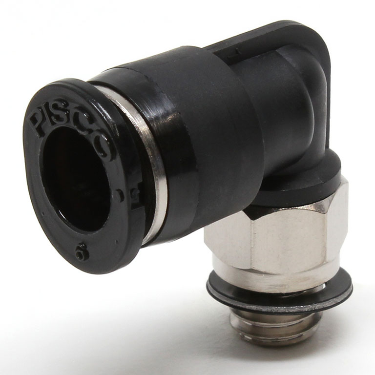 Đầu Nối Nhanh Khí Nén Dạng Cong 90° Ren Ngoài Pisco PL6-M6M | Mecsu.vn