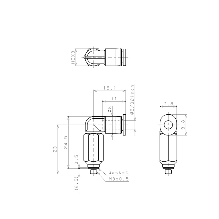 Đầu Nối Nhanh Khí Nén Dạng Cong 90° Ren Ngoài (Dài) Pisco PLL5/32-M3M | Mecsu.vn